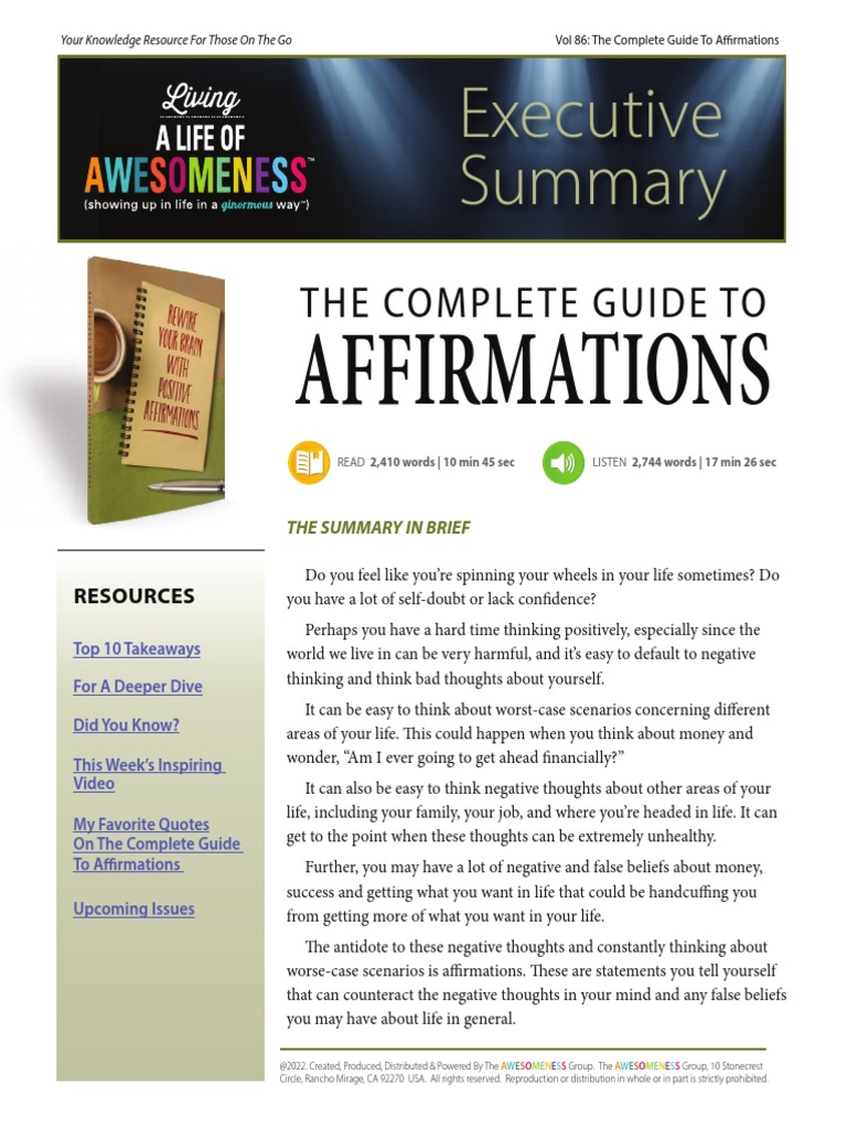 The Complete Guide To Affirmations | PDF | Thought | Self Esteem