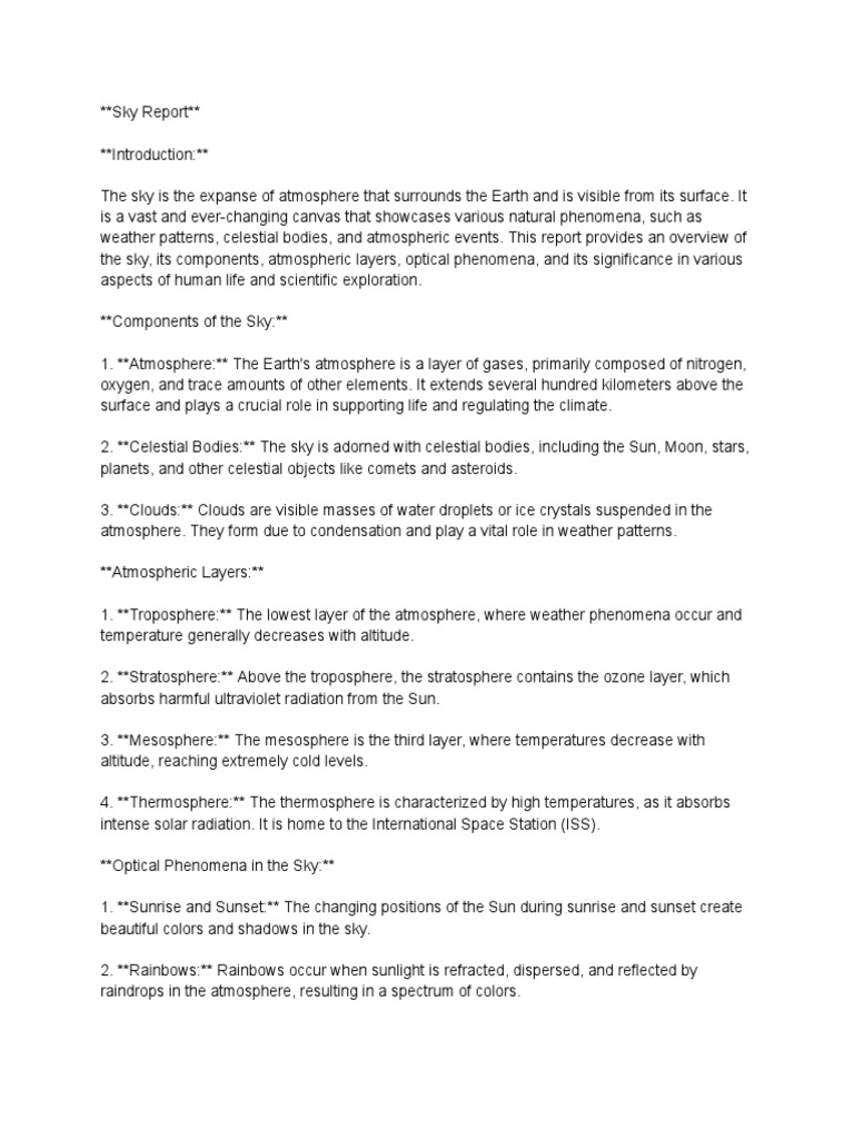 Sky Report | PDF | Atmosphere Of Earth | Sky