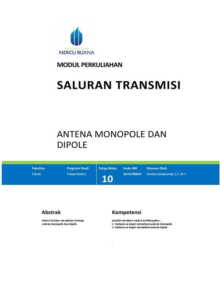 Modul 10 - Antena Monopole Dan Dipole | PDF