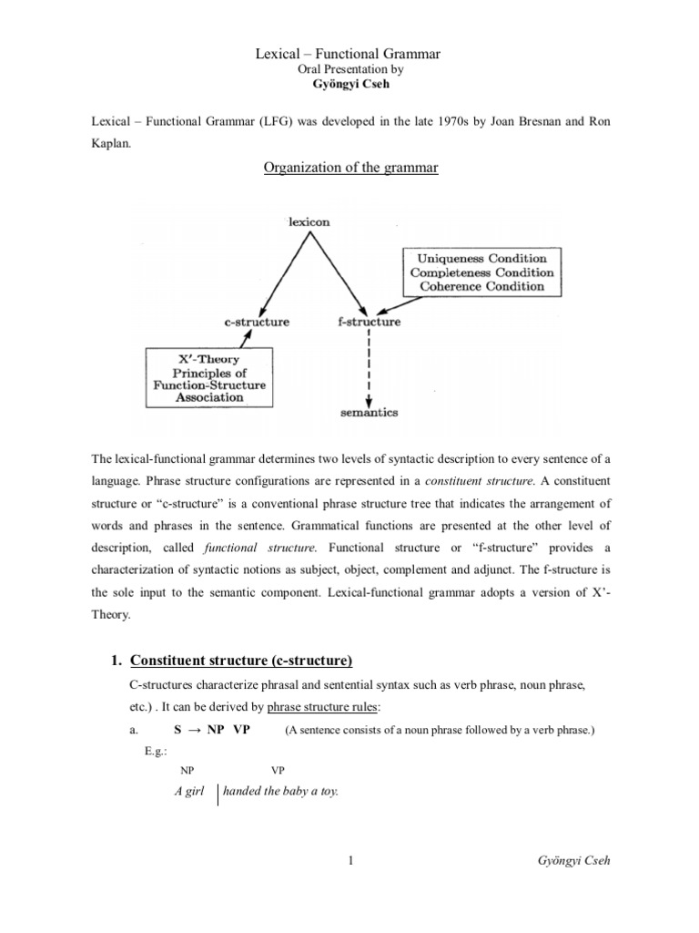 Lexical-Functional Grammar | Download Free PDF | Phrase | Syntax