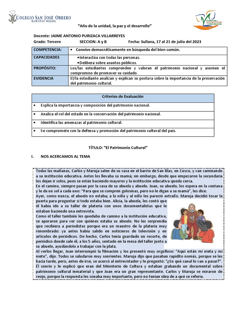Ficha 4 DPCC 3° Secundaria | PDF | Patrimonio cultural