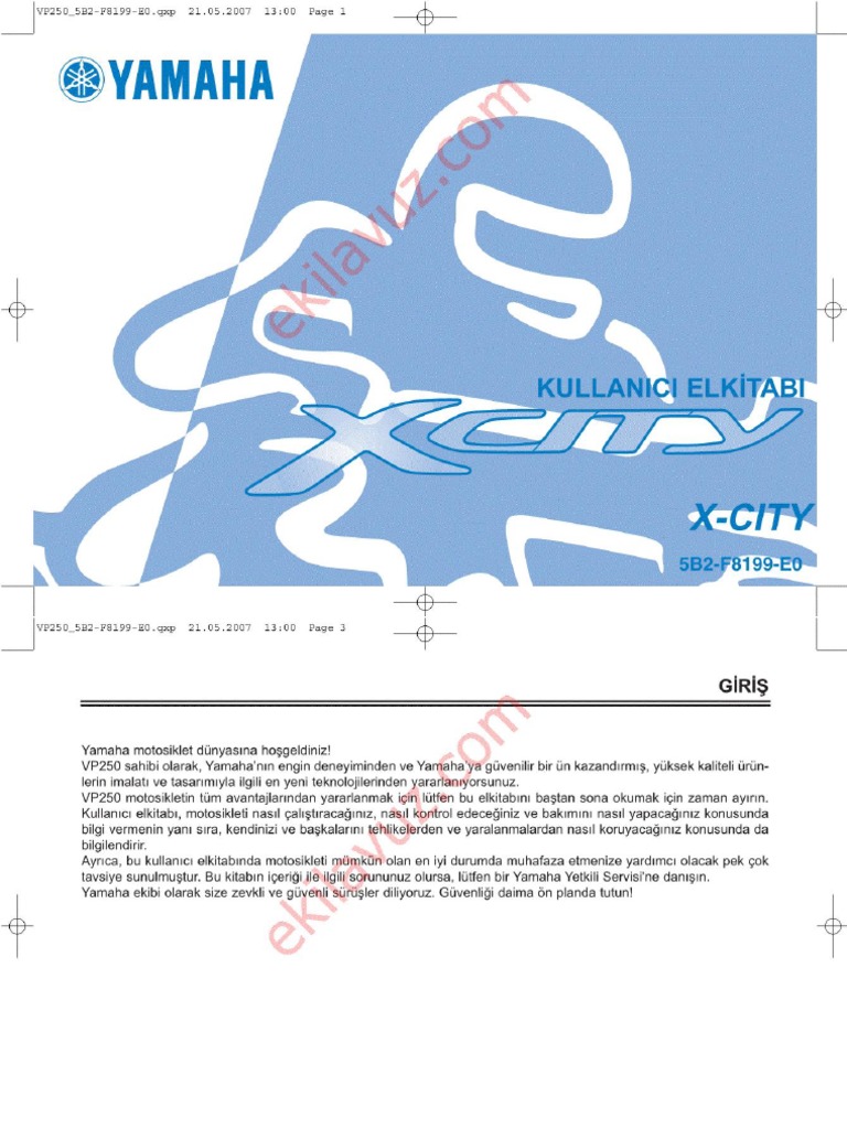 VP250 X-CITY 2007 Kullanici Kitabi | PDF