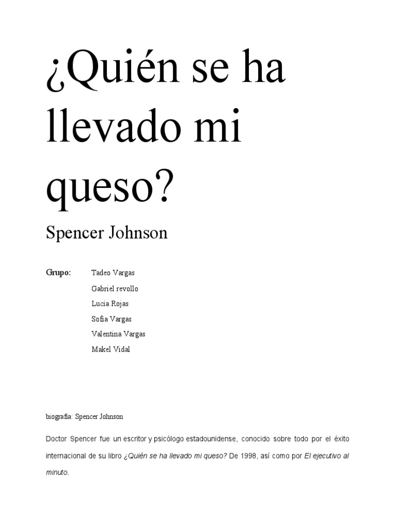 Quién Se Ha Llevado Mi Queso | PDF