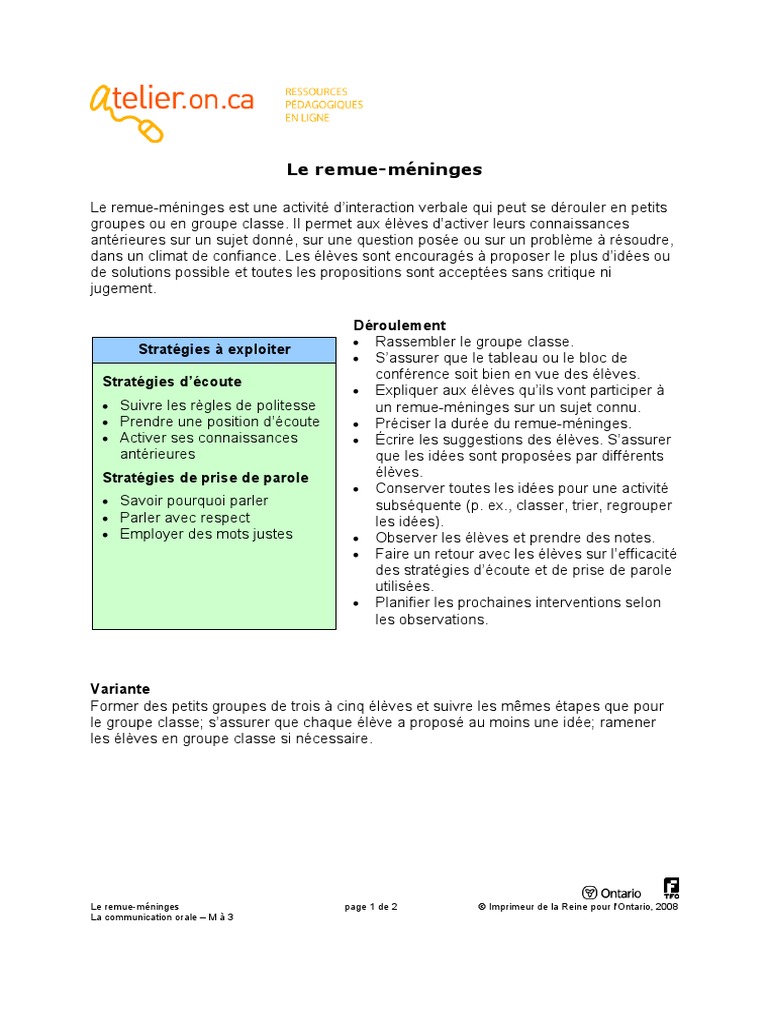 Remue Meninges | PDF | Réflexion | Communication humaine