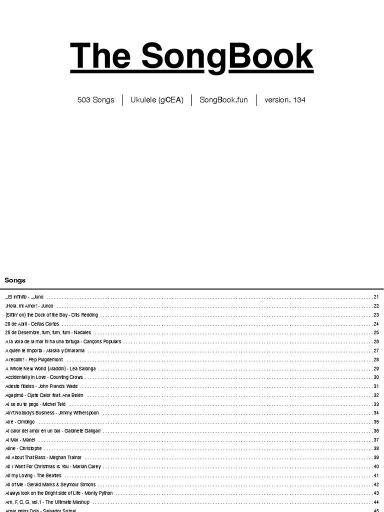 The Songbook For Ukulele at SongBook - Fun | PDF | Grupos musicales ...