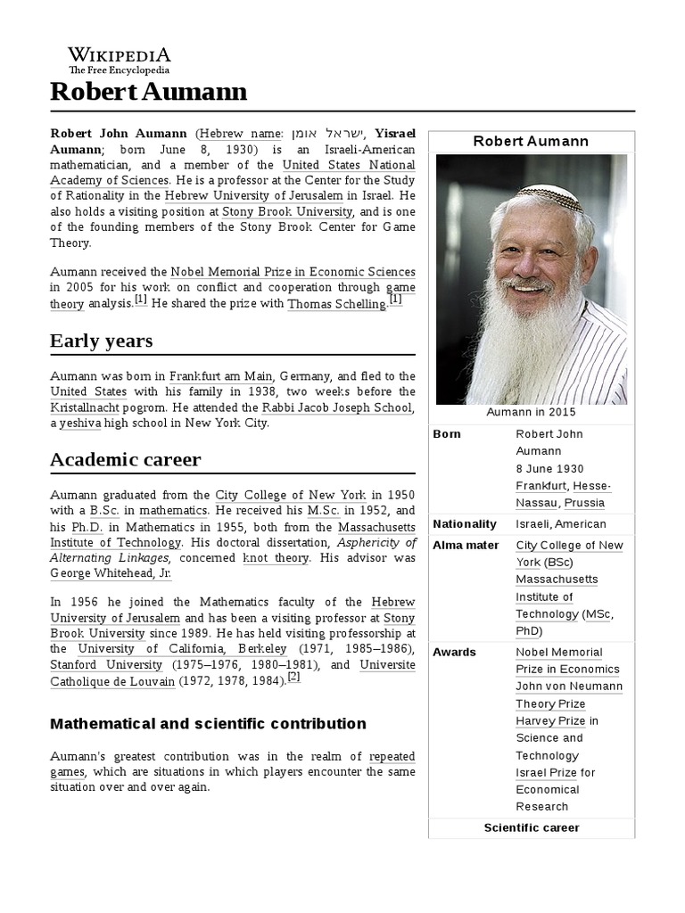 Robert Aumann | PDF Robert Aumann | PDF