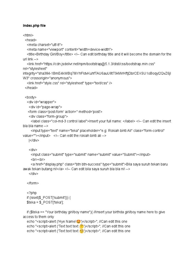 HTML Birthday Wishes Template Code | PDF | Communication Design ...