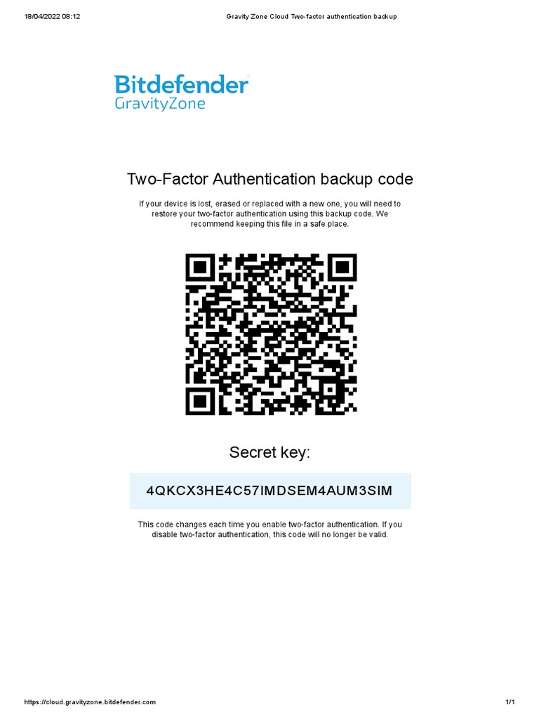 2FA Backup Guide for Gravity Zone | PDF