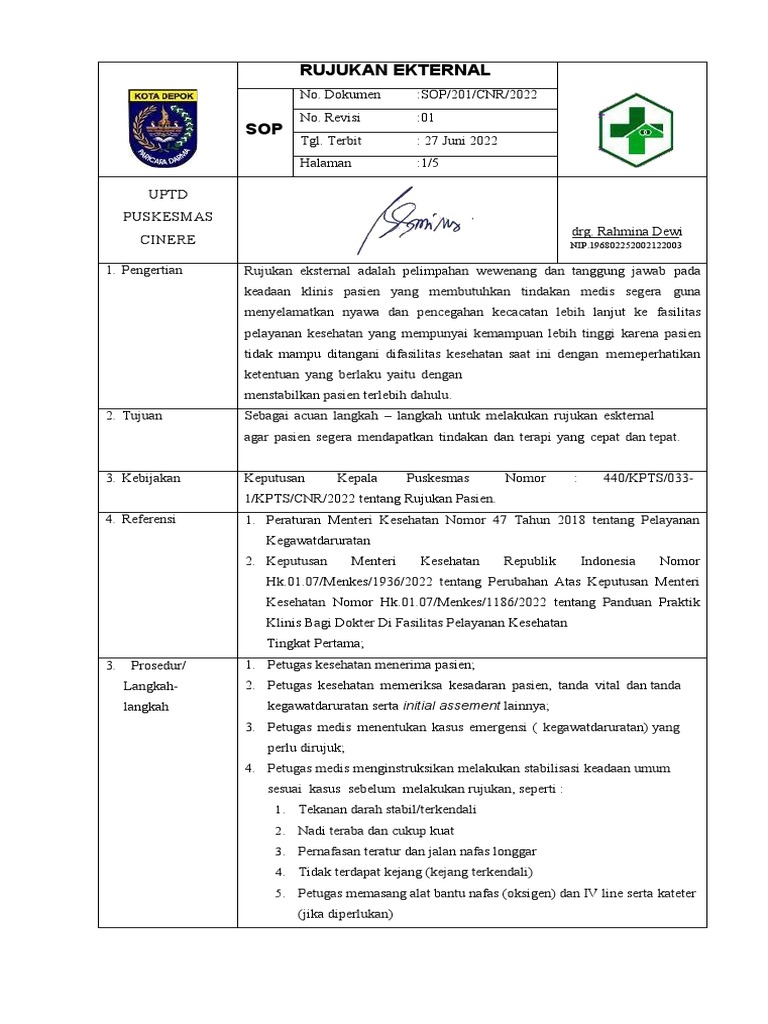 Sop Rujukan Eksternal | PDF