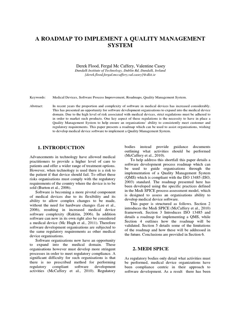 A Roadmap To Implement A Quality Management System | PDF | Quality Management System | Systems ...