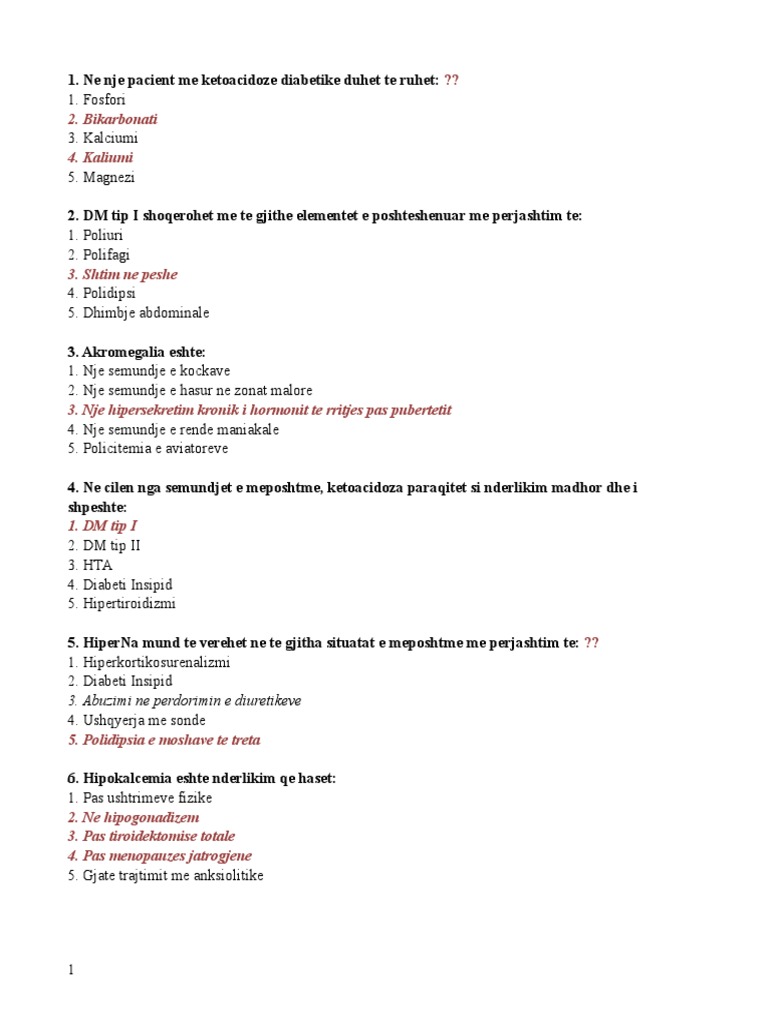Pyetjet Endokrinologji PDF | PDF