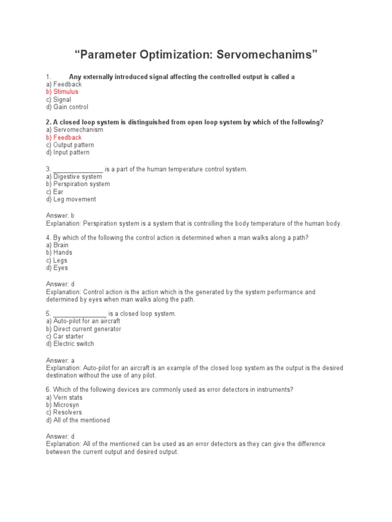 MCQ On Optimal Control | PDF