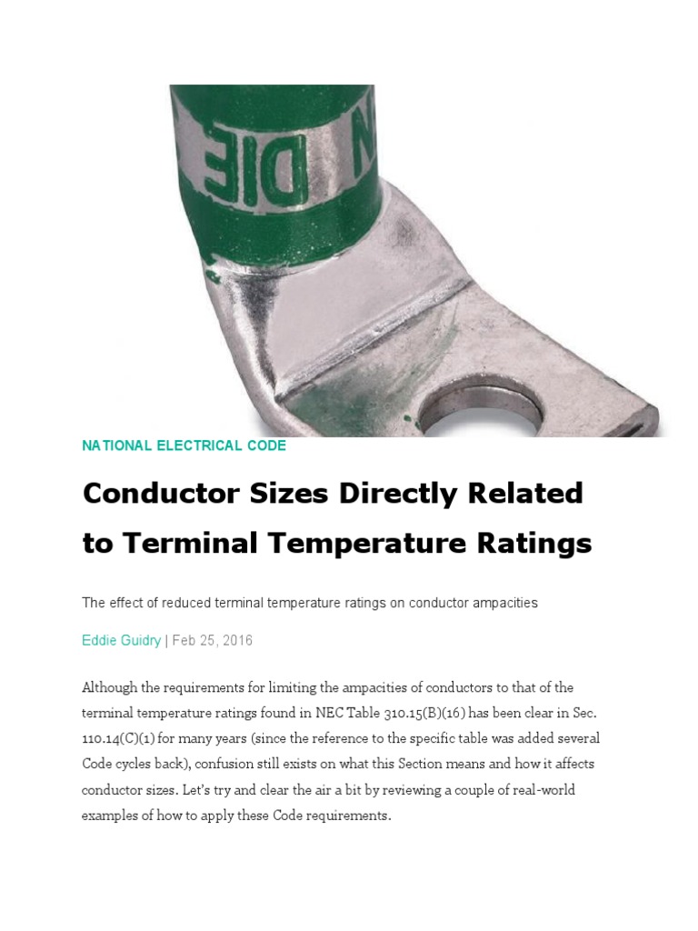NEC Sizing Conductors | PDF | Fuse (Electrical) | Mains Electricity