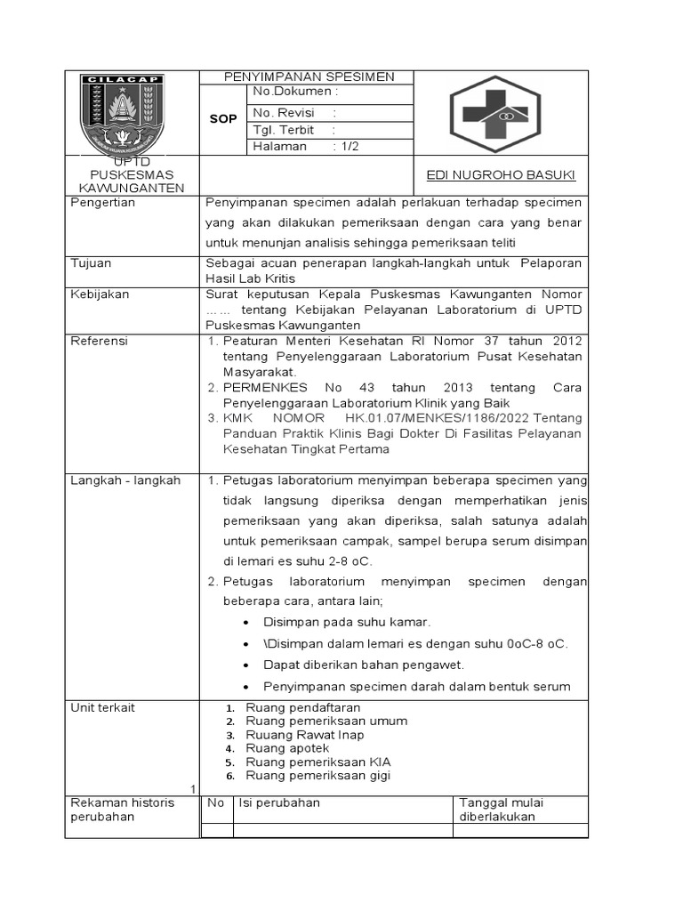 Sop Penyimpnan Reagent New | PDF | Kesehatan Holistik | Sains & Matematika