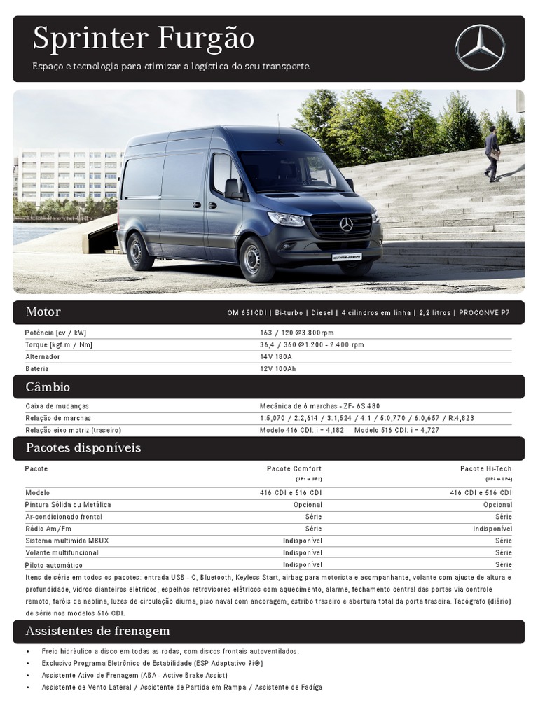 Sprinter Furgão 416 CDI e 516 CDI | PDF | Mercedes Benz | Tecnologia de ...