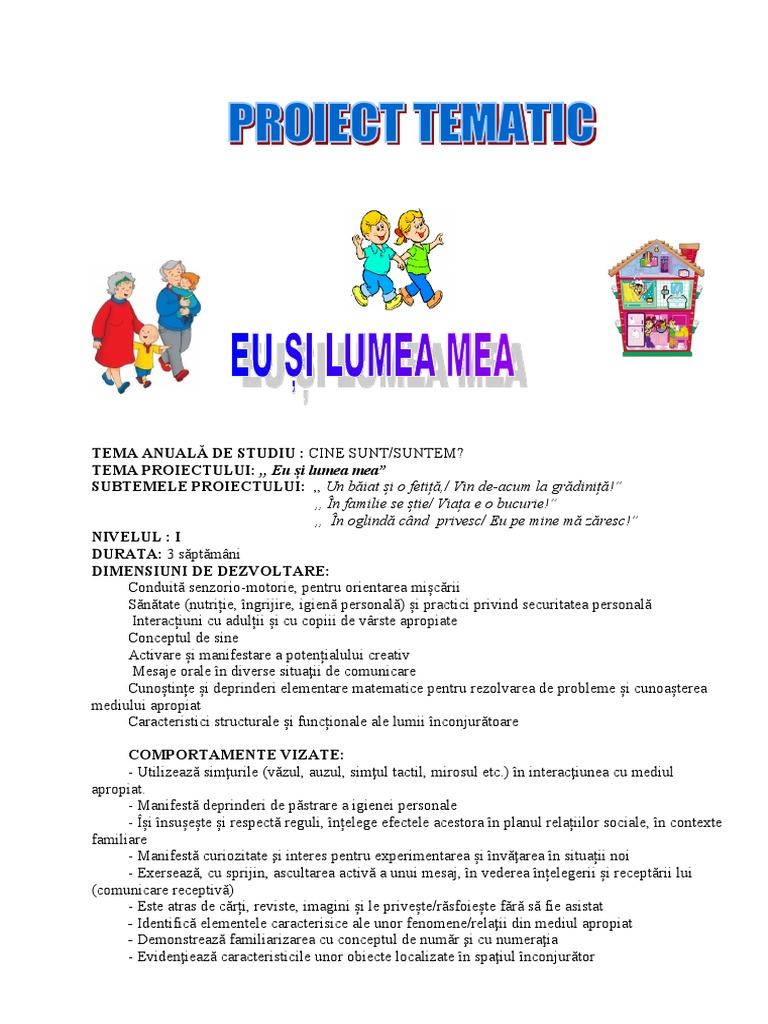 Proiect - Tematic - Eu - Si - Lumea - mea-ANEXĂ GRAD | PDF