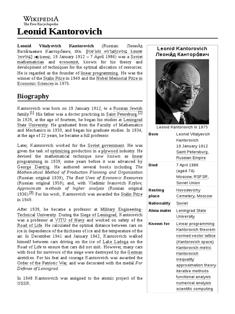 Leonid Kantorovich | PDF | Analysis | Mathematical Analysis