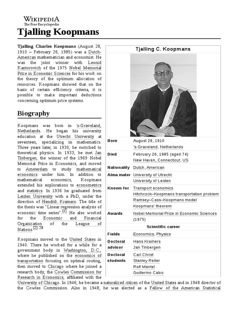 Tjalling Koopmans | PDF