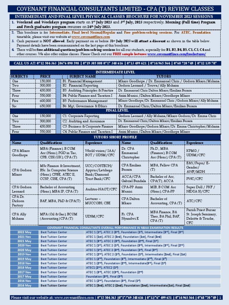 Intermediate & Final Timetable & Brochure-1 | PDF | Economies | Business