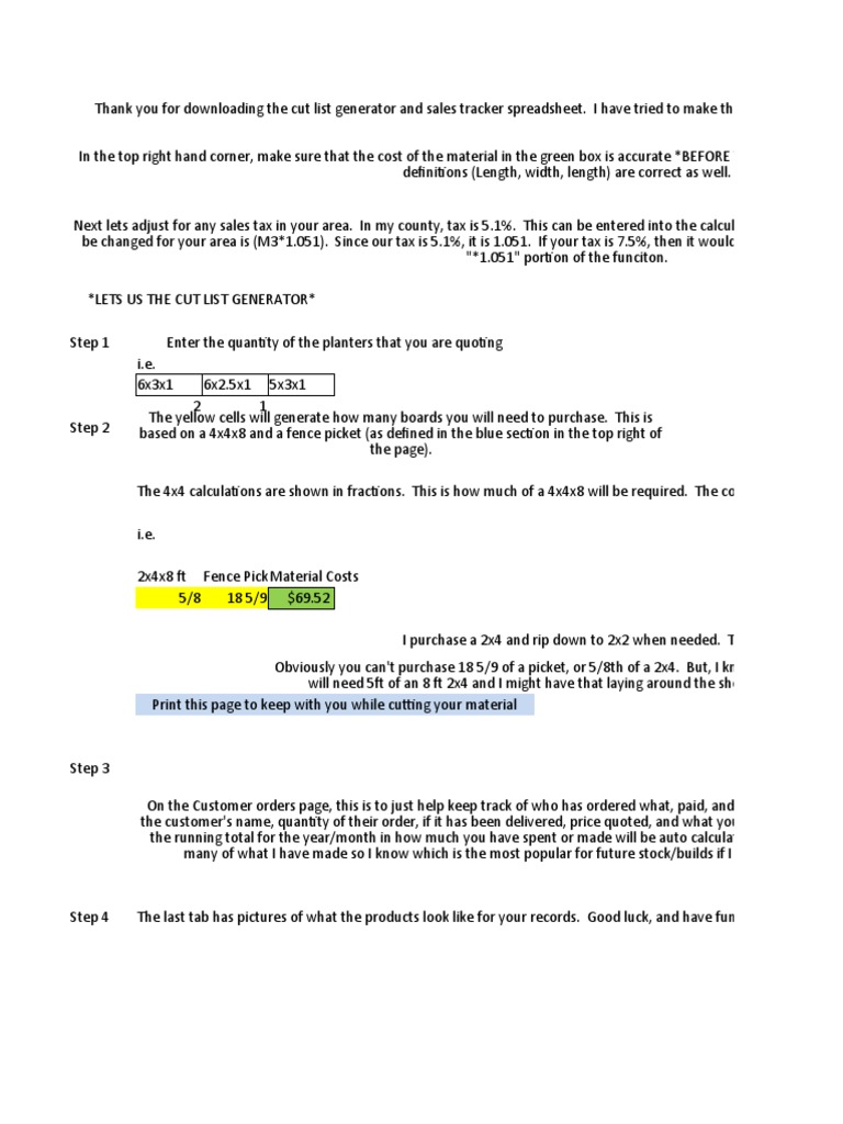 DIY Planter Sales & Cut List Tool | PDF | Financial Markets | Marketing
