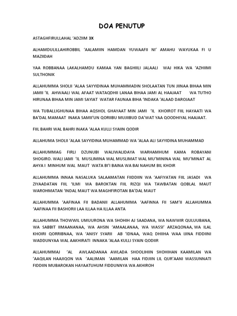 Doa Penutup Sedikit | PDF | Pengembangan Diri | Gaya Hidup