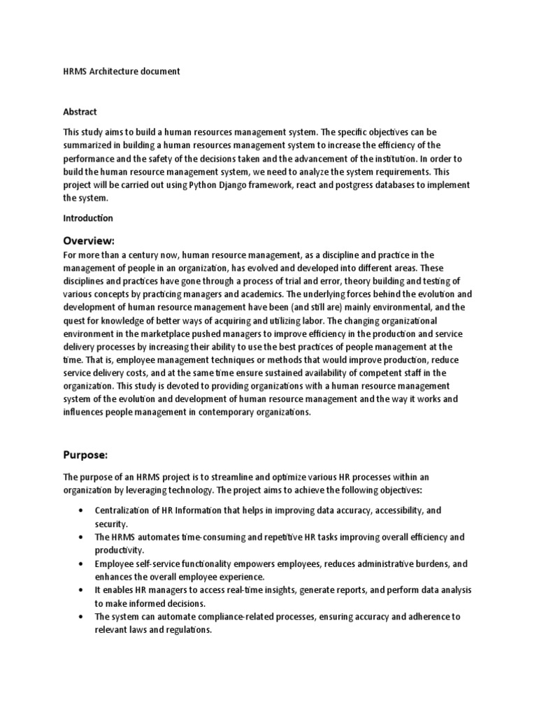 HRMS Architecture Document | PDF | Human Resource Management | Business