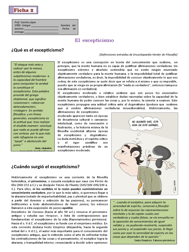 FICHA El Escepticismo | PDF | Escepticismo | René Descartes
