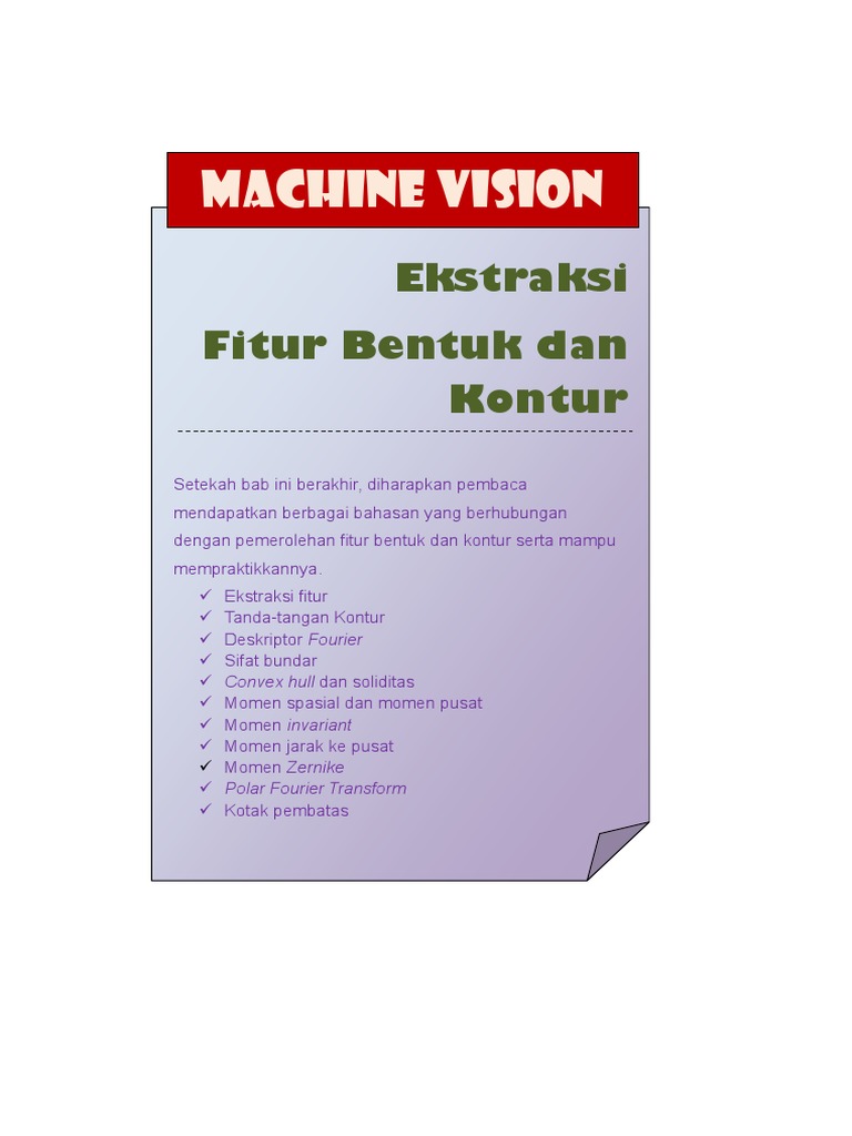 Machine Vision 12. Ekstraksi Bentuk Dan Kontur | PDF | Metode & Bahan Ajar