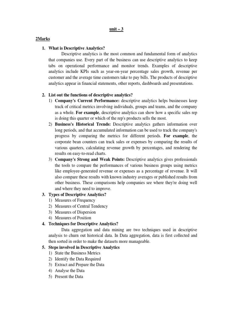 Business Analytics Anna University 2 Mark Questions | PDF | Sampling (Statistics) | Probability ...