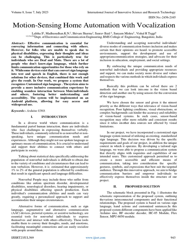 Motion-Sensing Home Automation With Vocalization | PDF | Deep Learning | Computer Vision