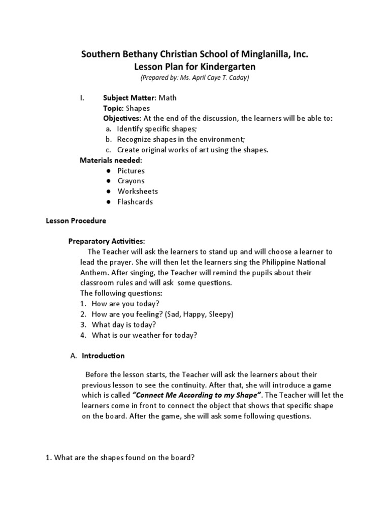 25 - Shapes | PDF | Teachers | Lesson Plan