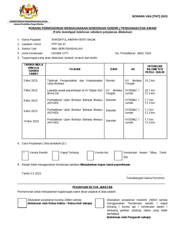 07 - Borang Uka (TNT) 2022 | PDF
