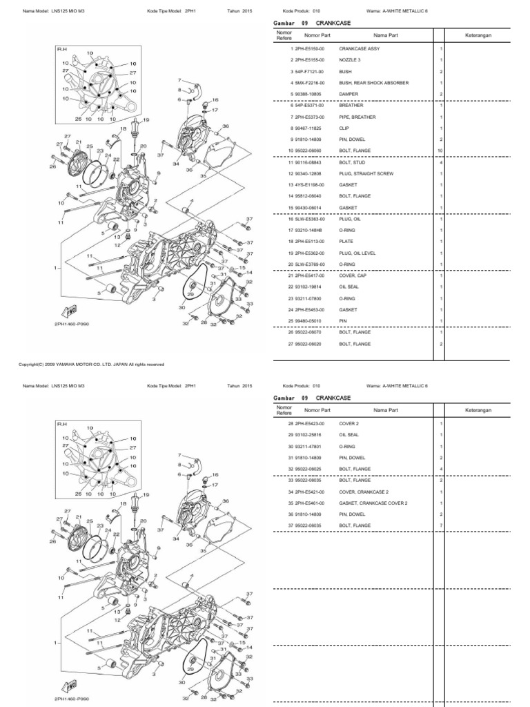 Yamaha Mio M3 Parts - 09 - LNS125 MIO M3 CRANKCASE | PDF