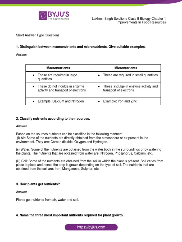 Lakhmir Singh Biology Class 9 Solutions For Chapter 1 | PDF | Plant ...