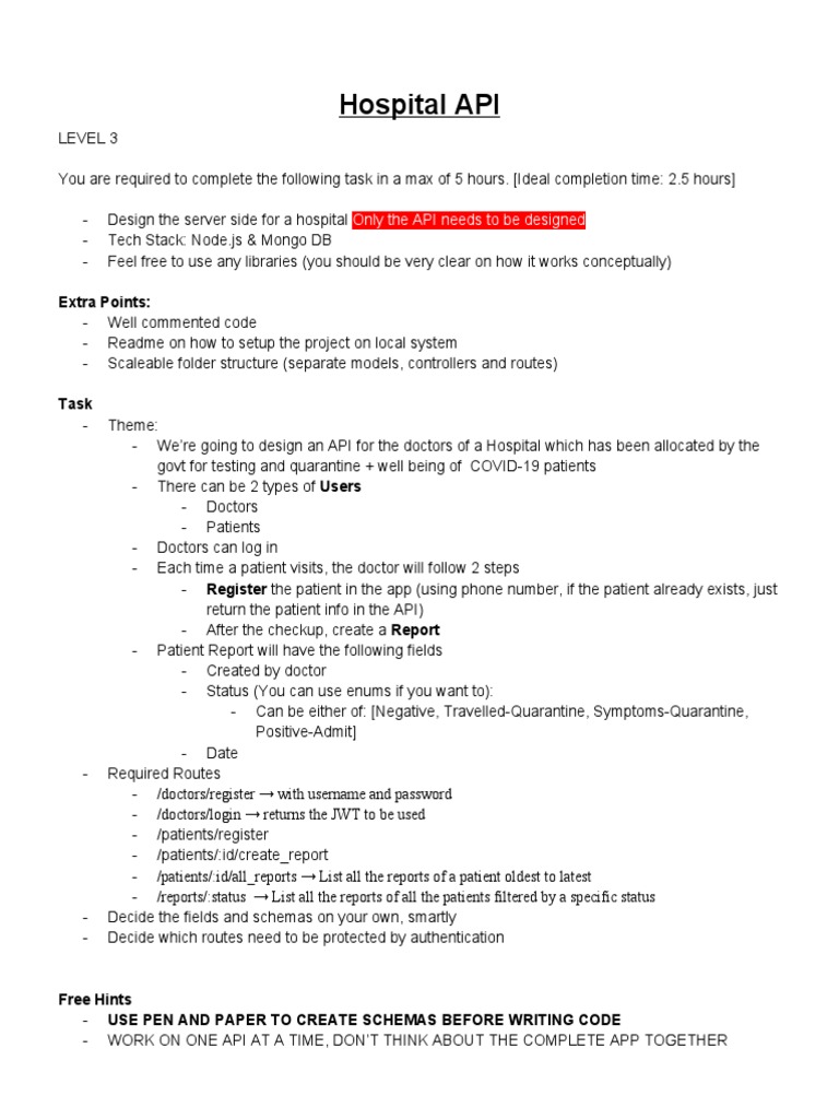Test 2 - Hospital API | PDF | Software | Information Technology