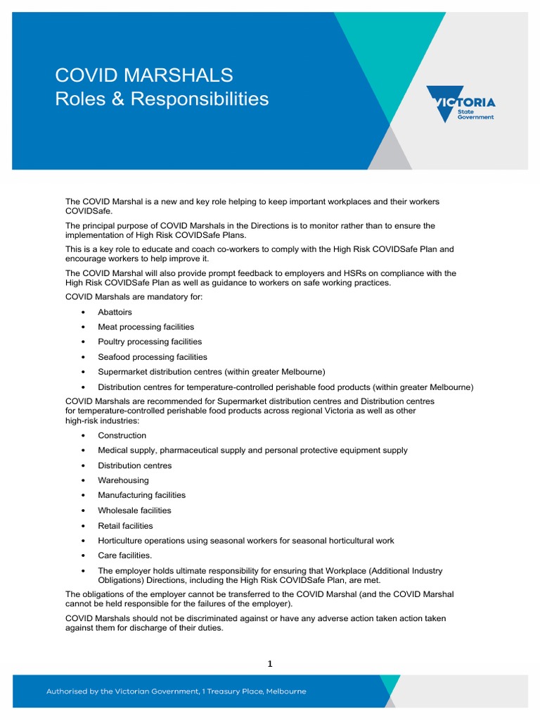 FactSheet COVIDMarshals Roles and Responsibilities | PDF FactSheet COVIDMarshals Roles and Responsibilities | PDF