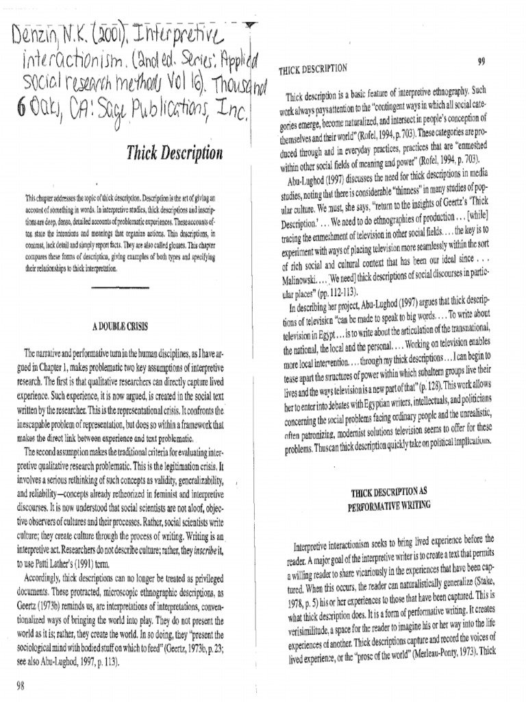 Denzin ThickDescription | PDF