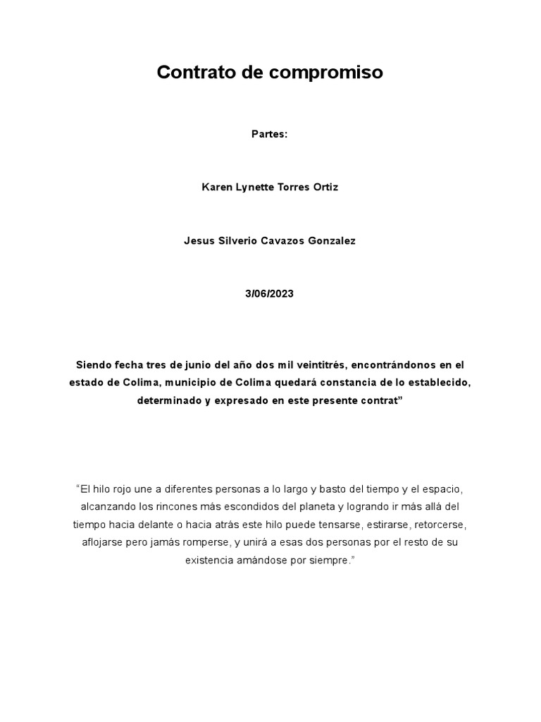 Contrato de Compromiso de Pareja | PDF | Amor