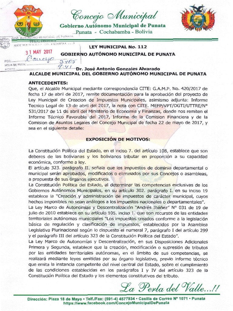 02-06-2017 LM #112 de Creacion de Impuestos Municipales | PDF ...