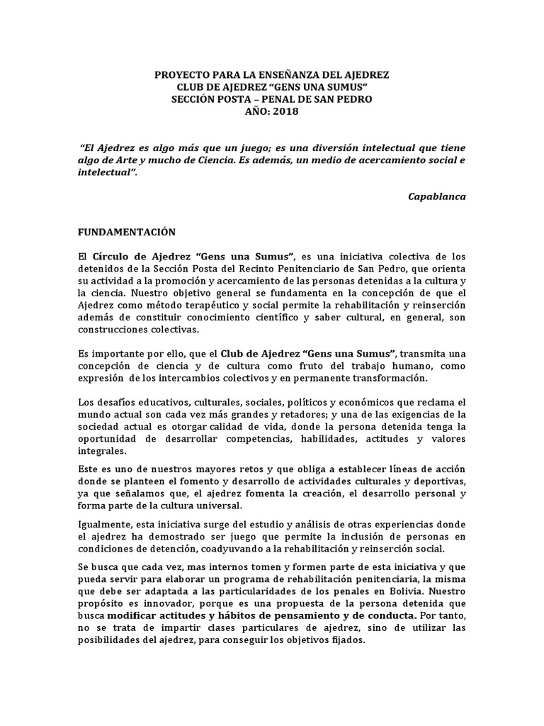 Proyecto Ajedrez | PDF | Ajedrez | Pensamiento
