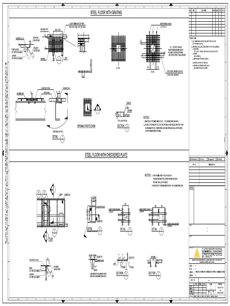 Standard Drawing For Detail Floor Grating & Chekered Plate | PDF