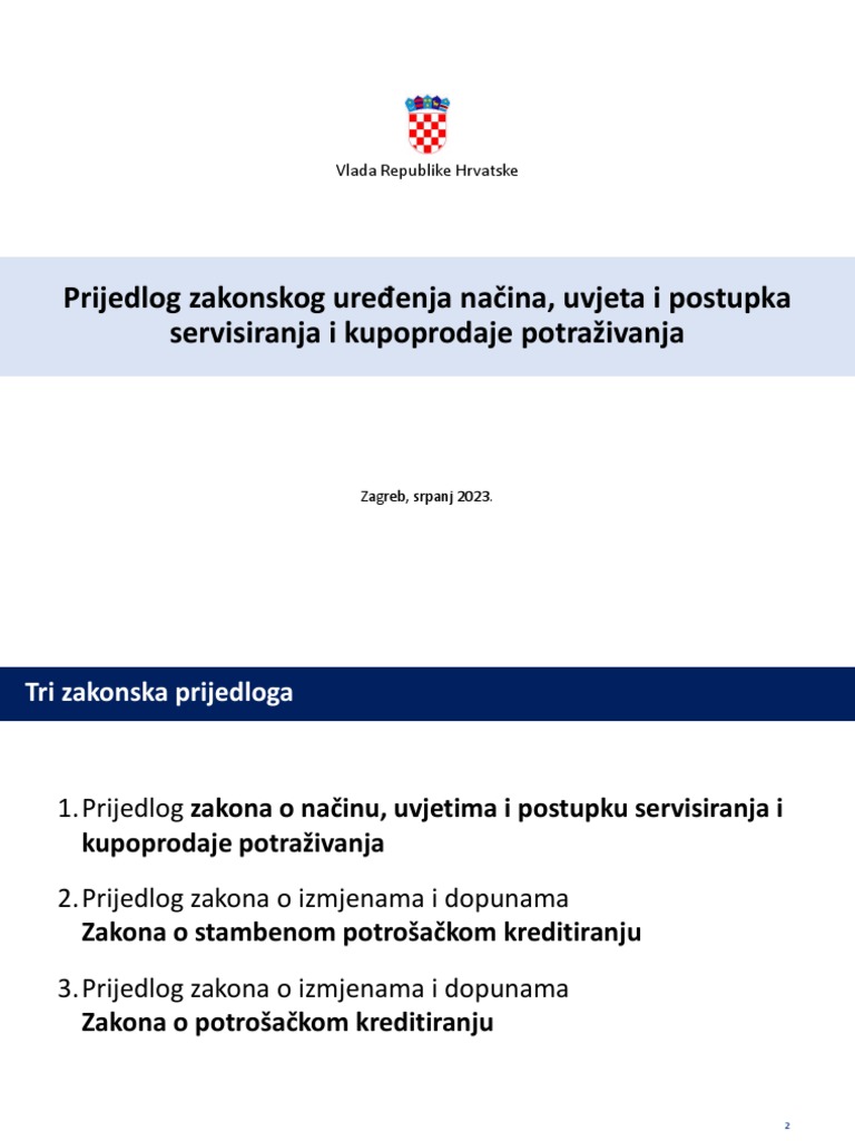 Prijedlog Zakonskog Uređenja Načina, Uvjeta I Postupka Servisiranja I Kupoprodaje Potraživanja | PDF