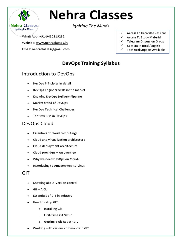 Nehra Classes DevOps Syllabus | PDF | Computer Architecture | Computing