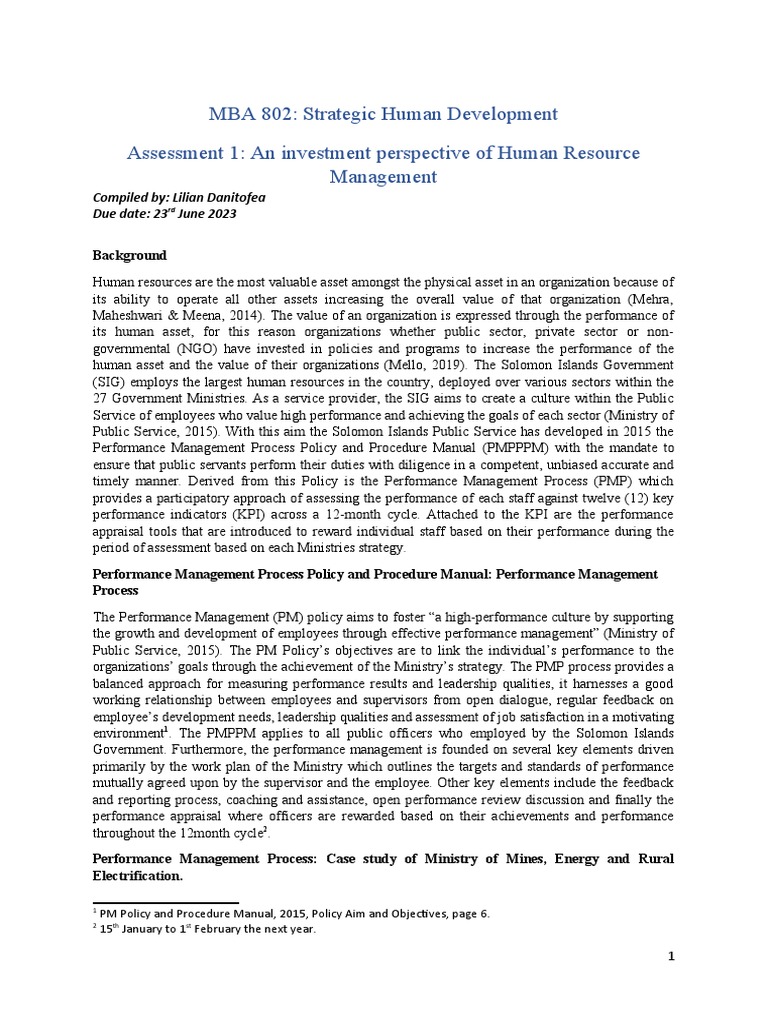 Solomon Islands HR Performance Management | PDF | Performance Appraisal ...