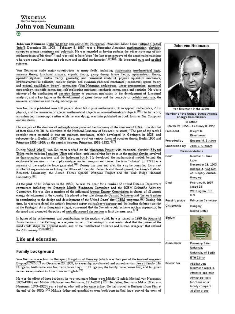 John Von Neumann | PDF | Axiom | Mathematics