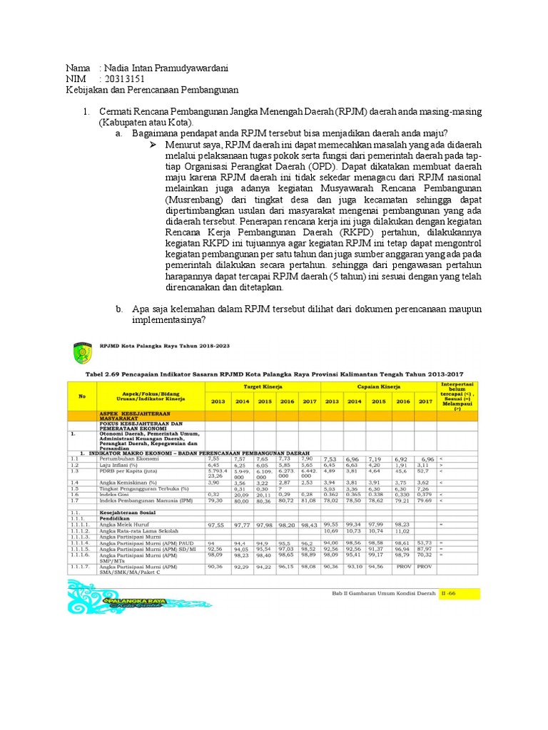 Tugas Kuliah Pengganti Kebijakan Perencanaan Dan Pembangunan | PDF