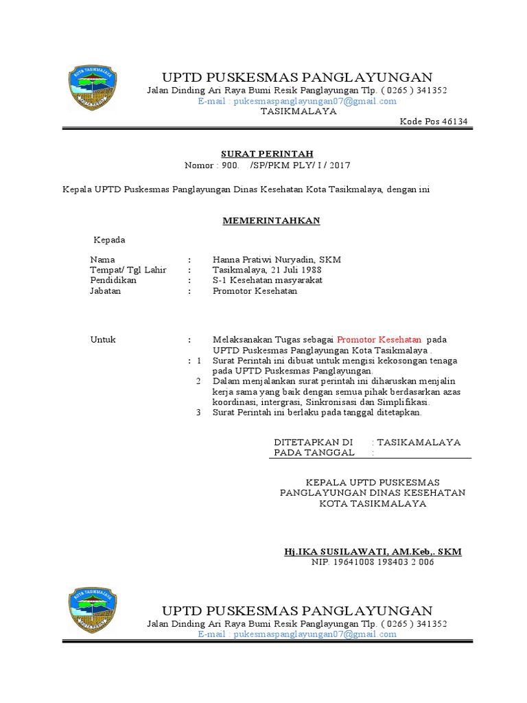 contoh surat perintah | PDF