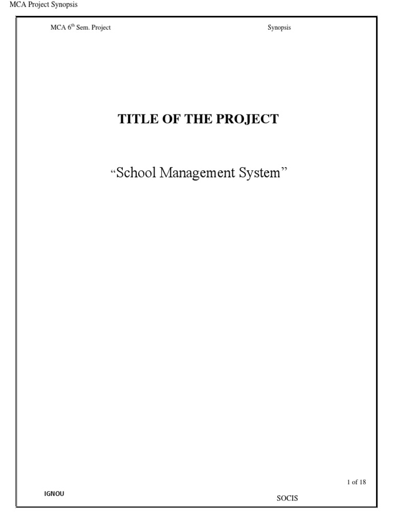 MCA Project Synopsis Sample TITLE OF THE | PDF