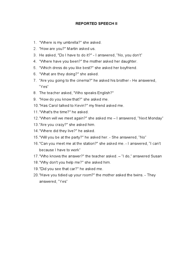 Reported Speech II | PDF