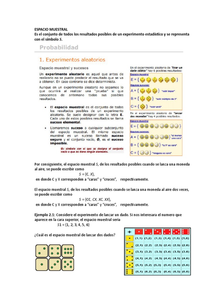 Espacio Muestral | PDF | Teoría de probabilidad | Conceptos matemáticos